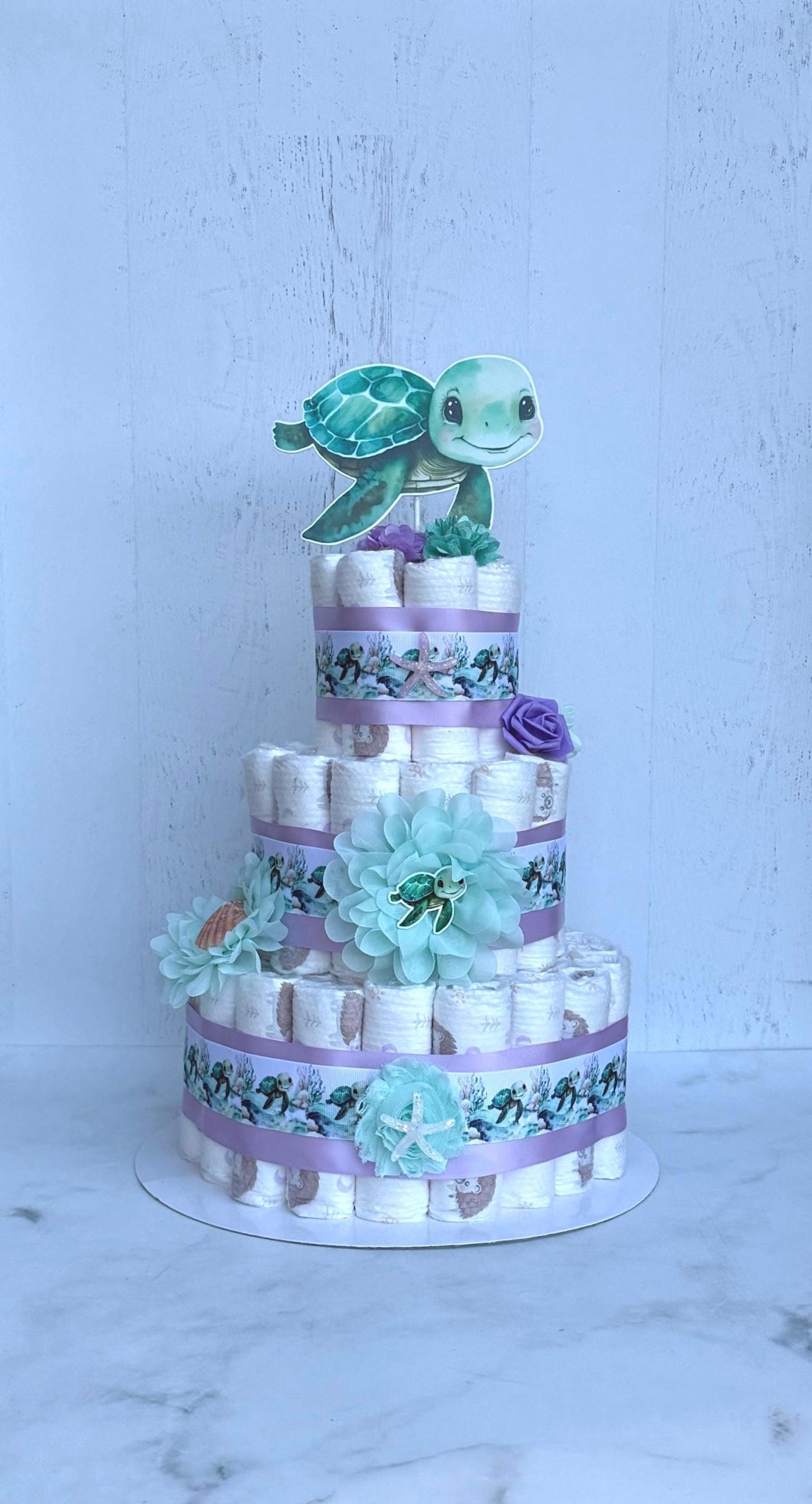 Turtle Diaper Cake Baby Shower Gender Neutral , Under the Sea ...