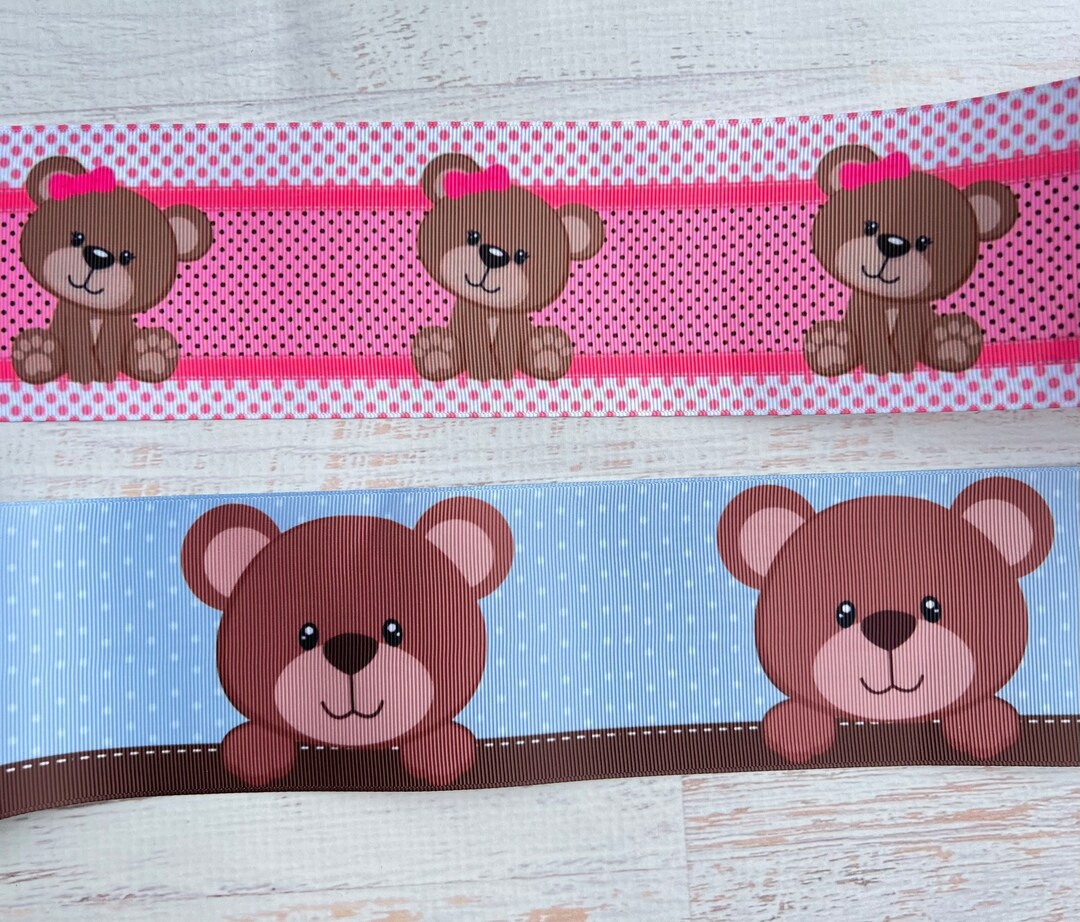 3 Teddy Bear Grosgrain Ribbon , Bear Grosgrain Ribbon 3 Yards ,diaper ...