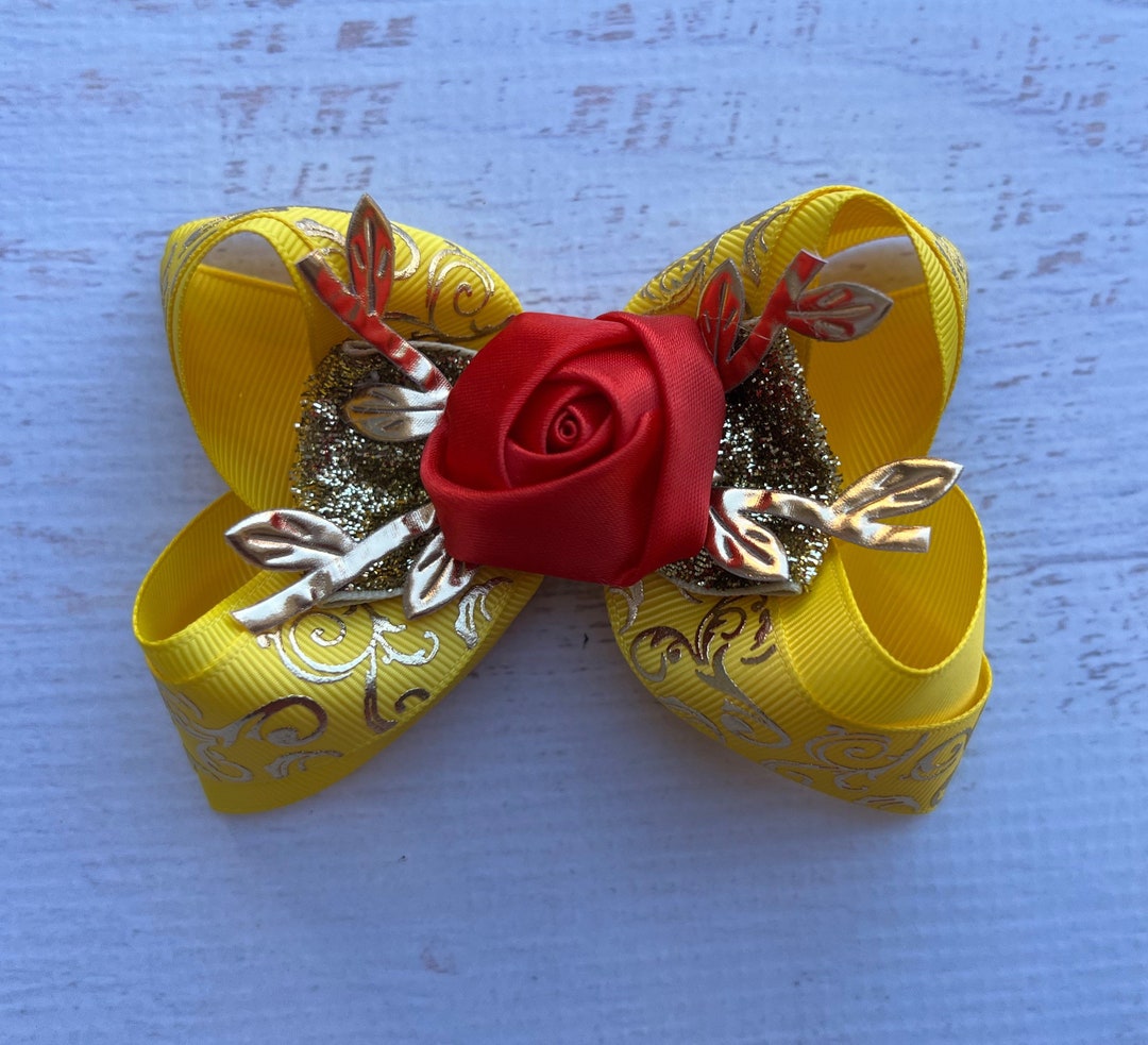 Belle Hair Bow Beauty and the Beast Hair Bow Belle Birthday - Etsy