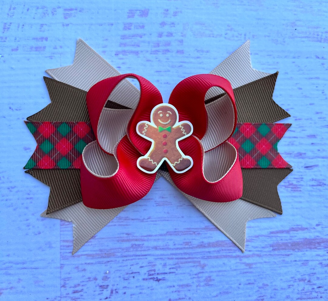 Gingerbread Hair Bow Christmas Hair Bow Hair Clip Holiday Hair Bows ...