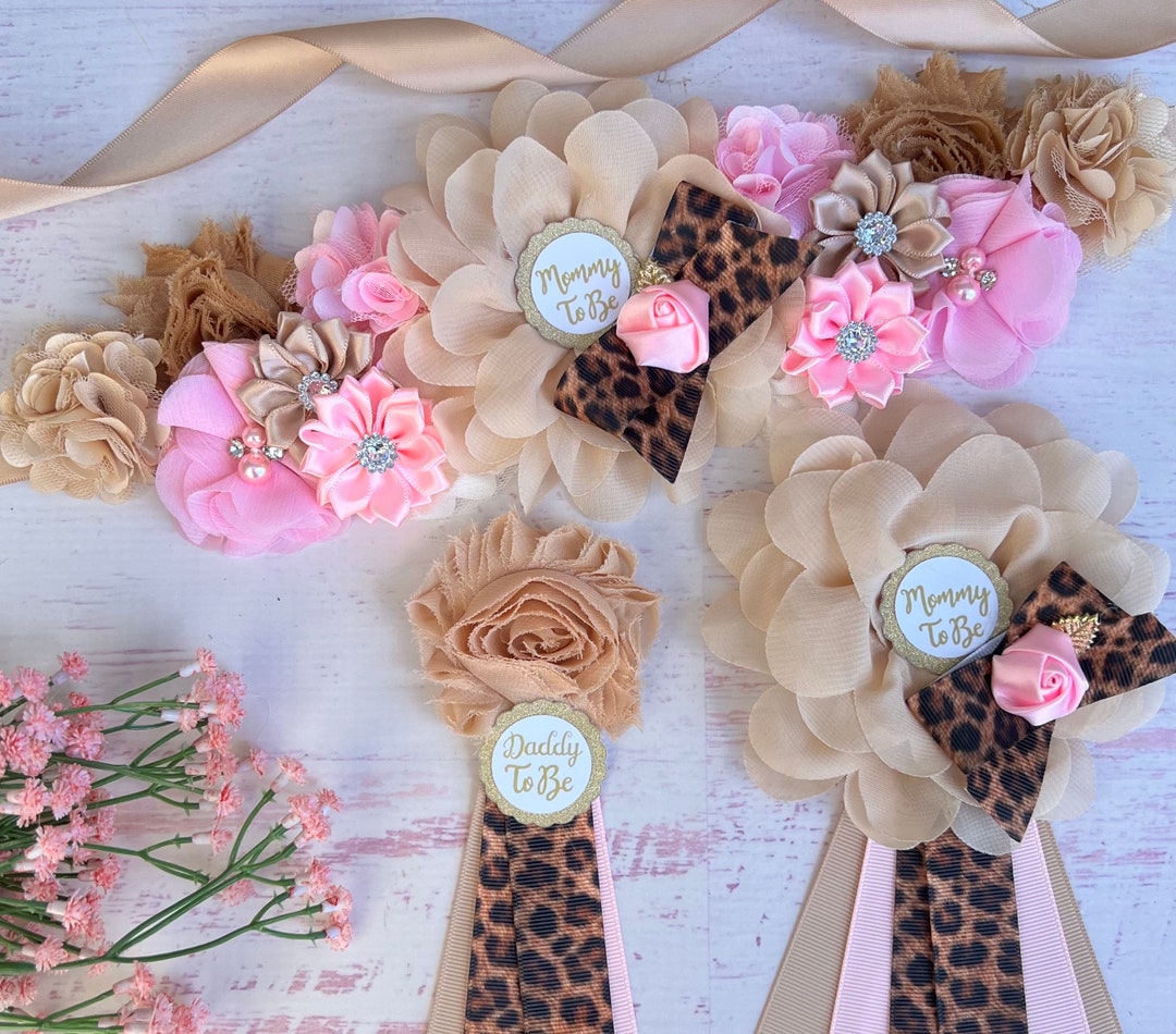 Leopard Baby Shower Sash Girl Leopard Maternity Sash Baby Shower Girl ...