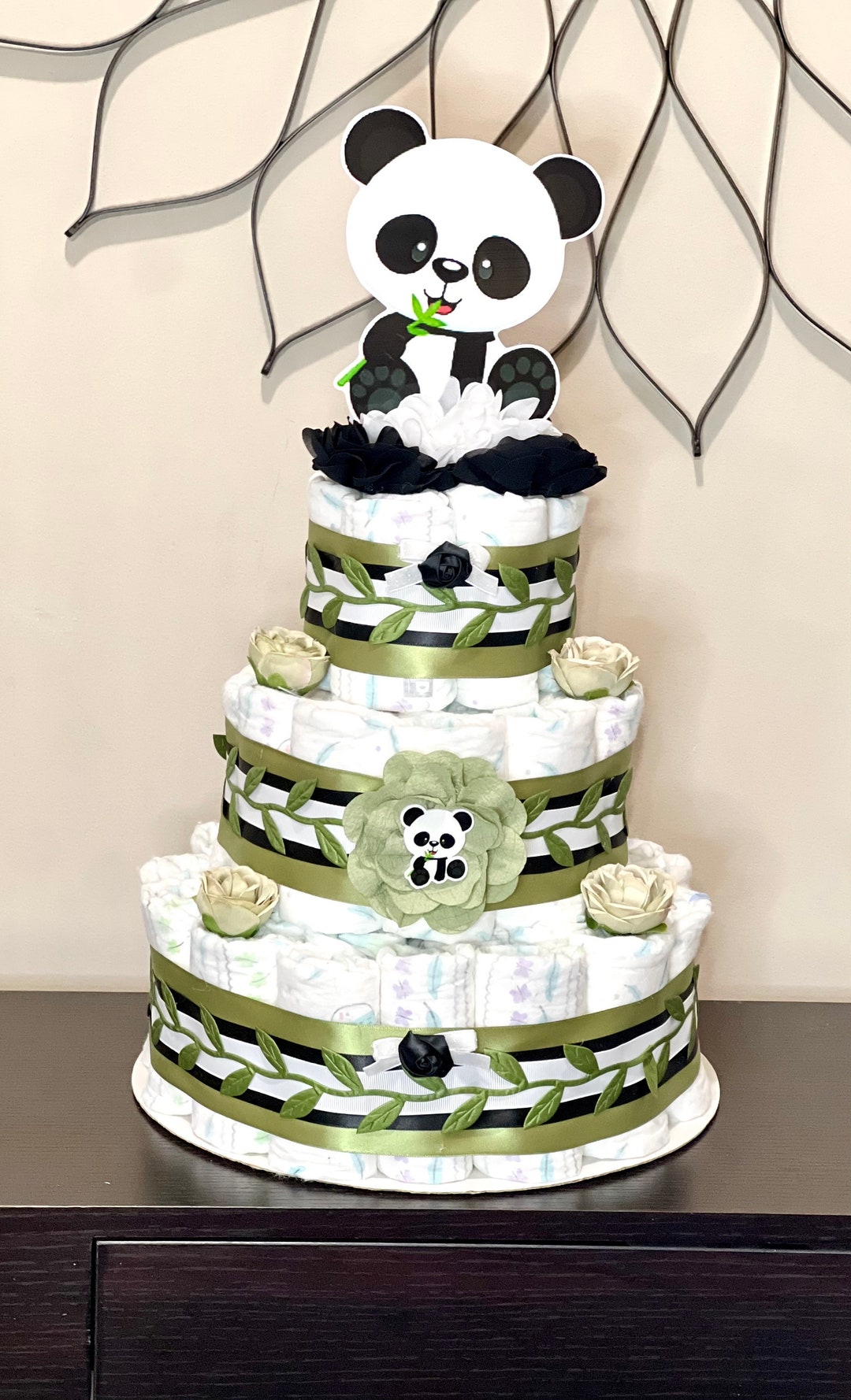 Panda Diaper Cake Panda Baby Shower 3 Tier Diaper Cake Baby Shower ...