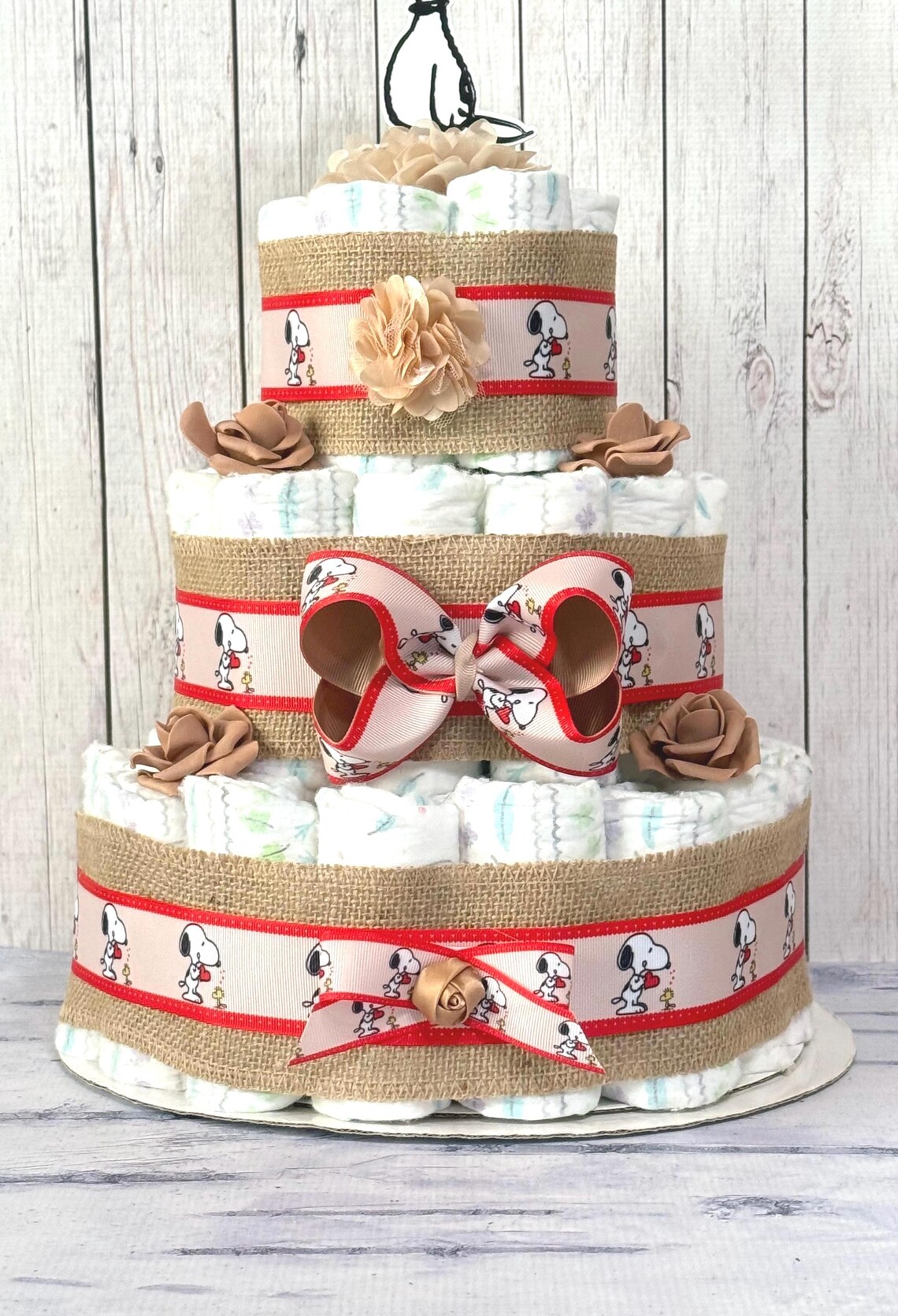 Dog Diaper Cake Dog Baby Shower 3 Tier Diaper Cake Gender Neutral Baby ...