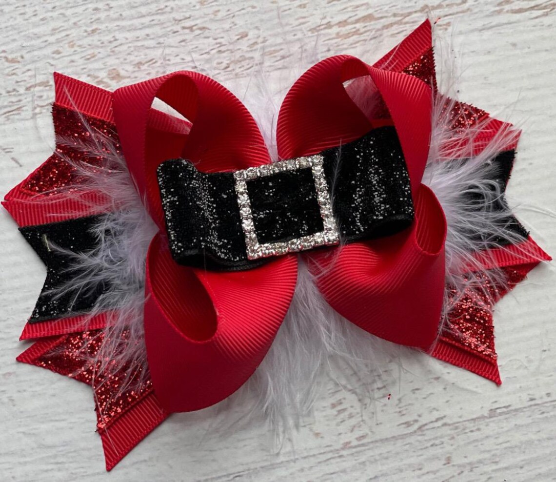 Santa Hair Bow Christmas Hair Bow Santa Hairbow Christmas Santa Hair ...