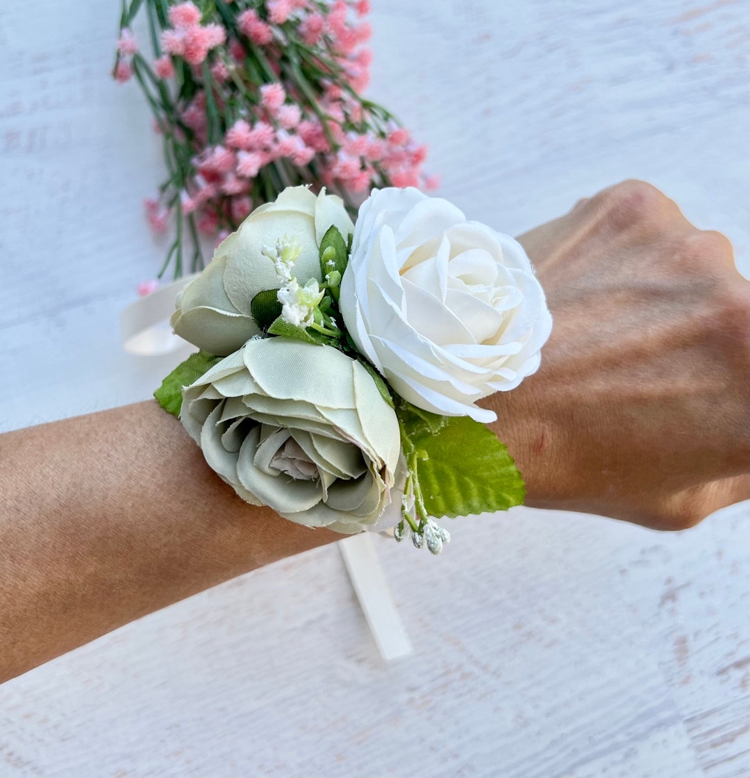 Sage Green Cream Wrist Corsage Flower Corsage Wedding Corsage Mommy to ...