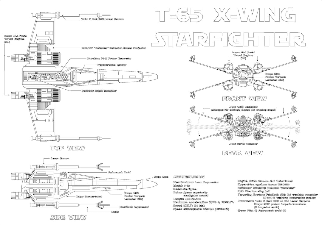 Star Wars X-wing T-65 Vector Files - Etsy