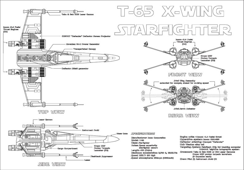 Star Wars X-wing T-65 Vector Files - Etsy