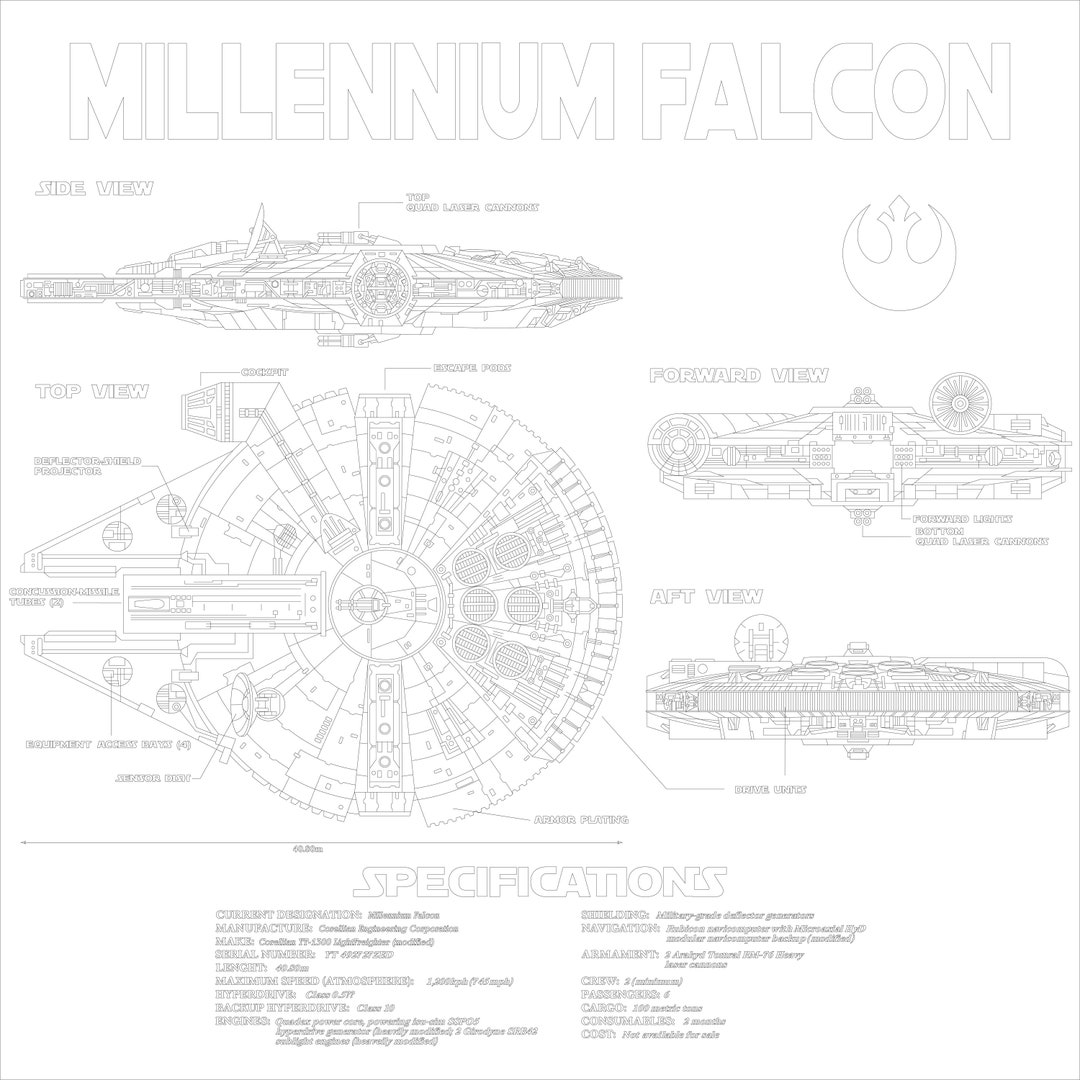 Star Wars Millennium Falcon Vector Files - Etsy