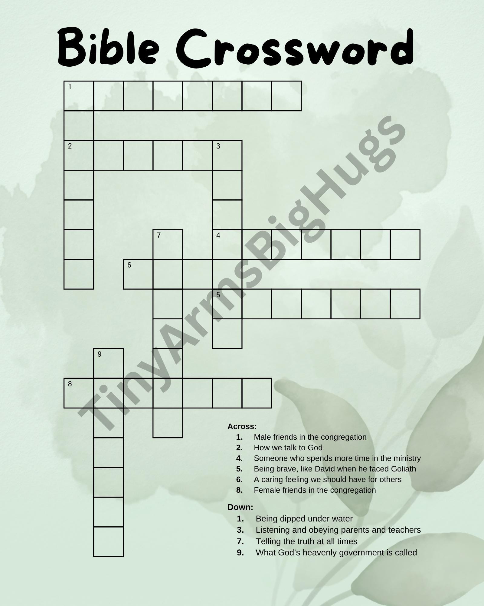 JW Kids Bible Basics Crossword Puzzle | Meeting and Assembly Activities ...