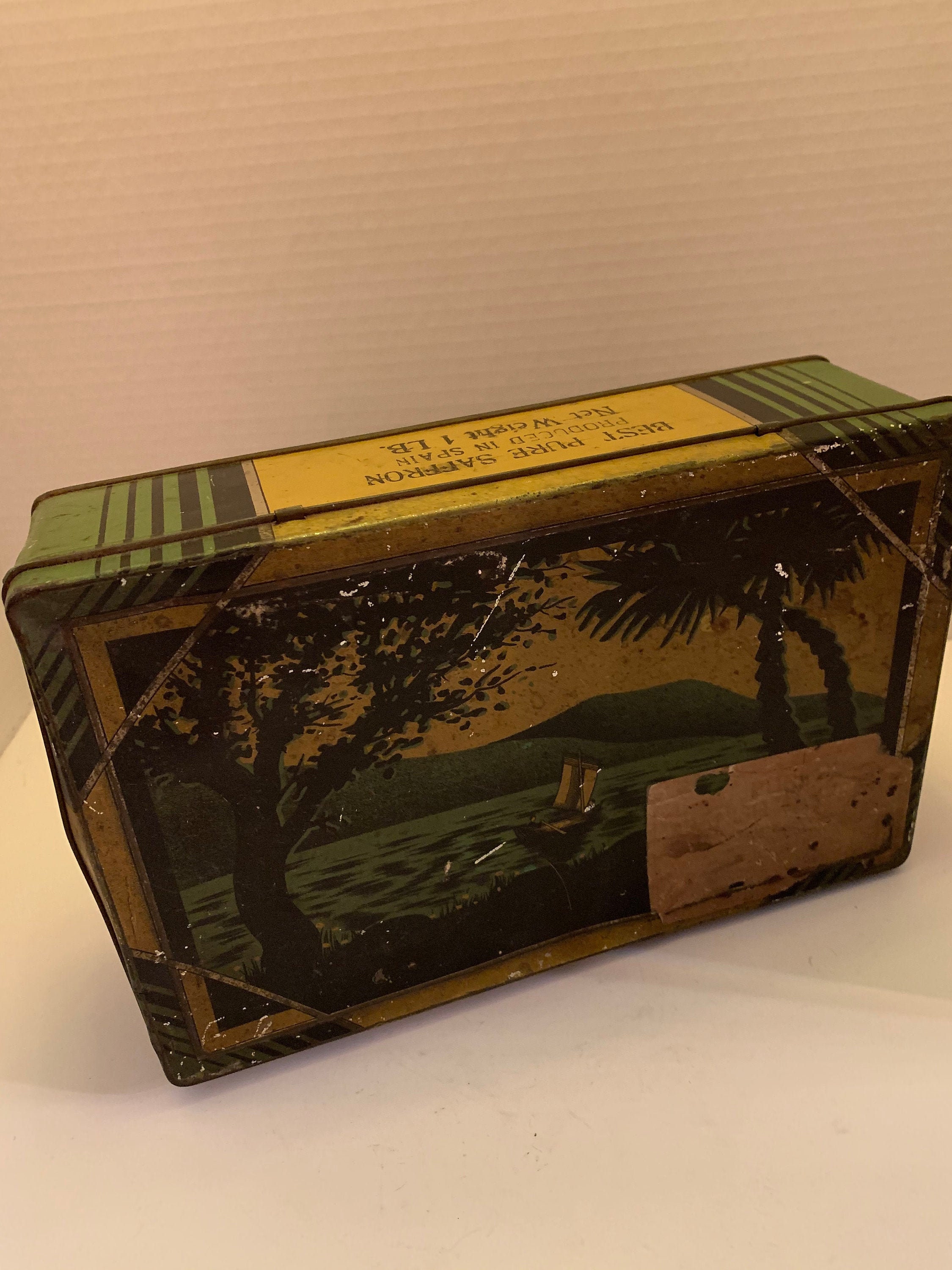 Rare Vintage Litho Saffron Tin With Hinged Lid Made in Spain - Etsy UK