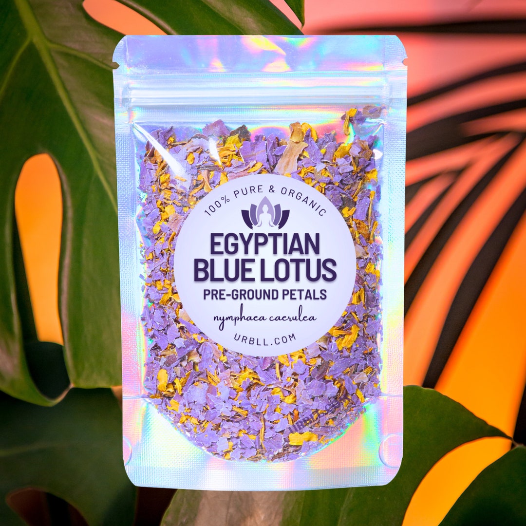 PRE-GROUND Organic Egyptian Blue Lotus Petals Stamen Sample Bulk Potent ...