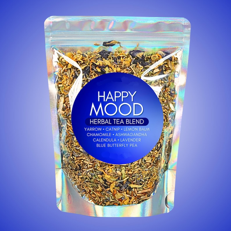Happy Mood Tea • All-natural Chamomile, Lemon Balm, Ashwagandha ...