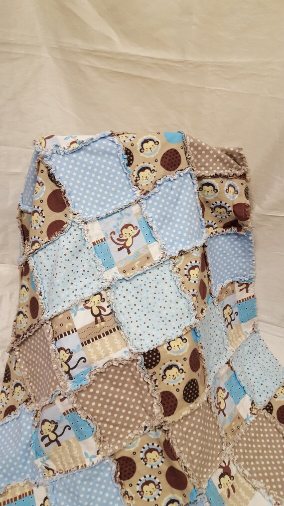 Handmade Baby Monkey Rag Quilt C-75 | Etsy
