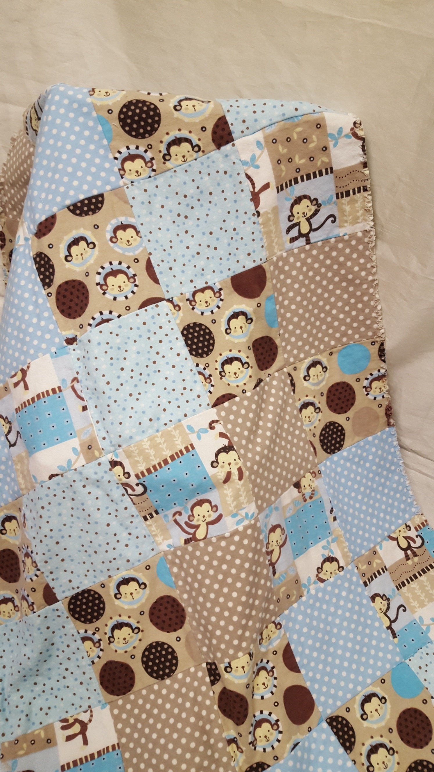 Handmade Baby Monkey Rag Quilt C-75 - Etsy