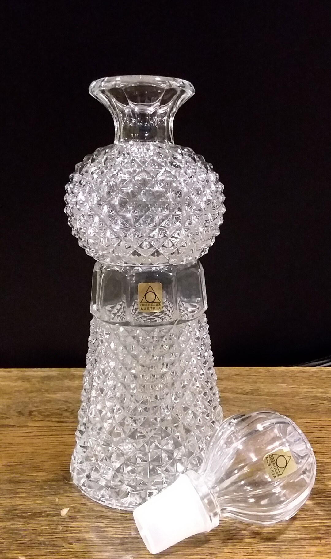 Vintage Oberglas Diamond Point Decanter -austria - Etsy