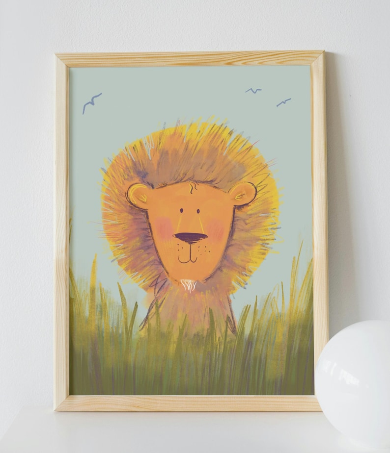 African Lion Children's Illustration Nursery Digital Download - Etsy