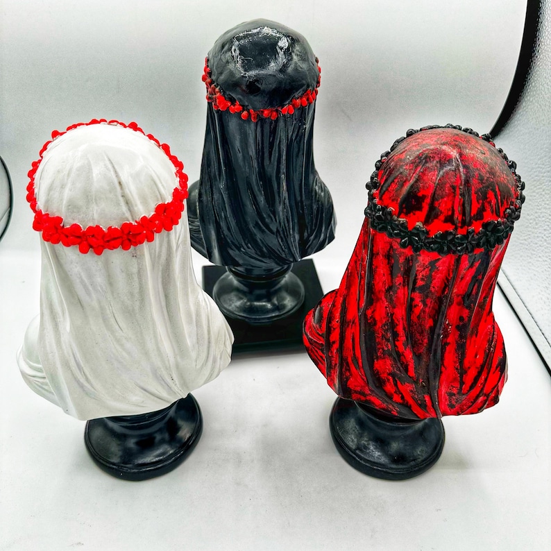 Hand-painted Veiled Lady Bust Sculpture - 3 Colors- 11” Gothic ...