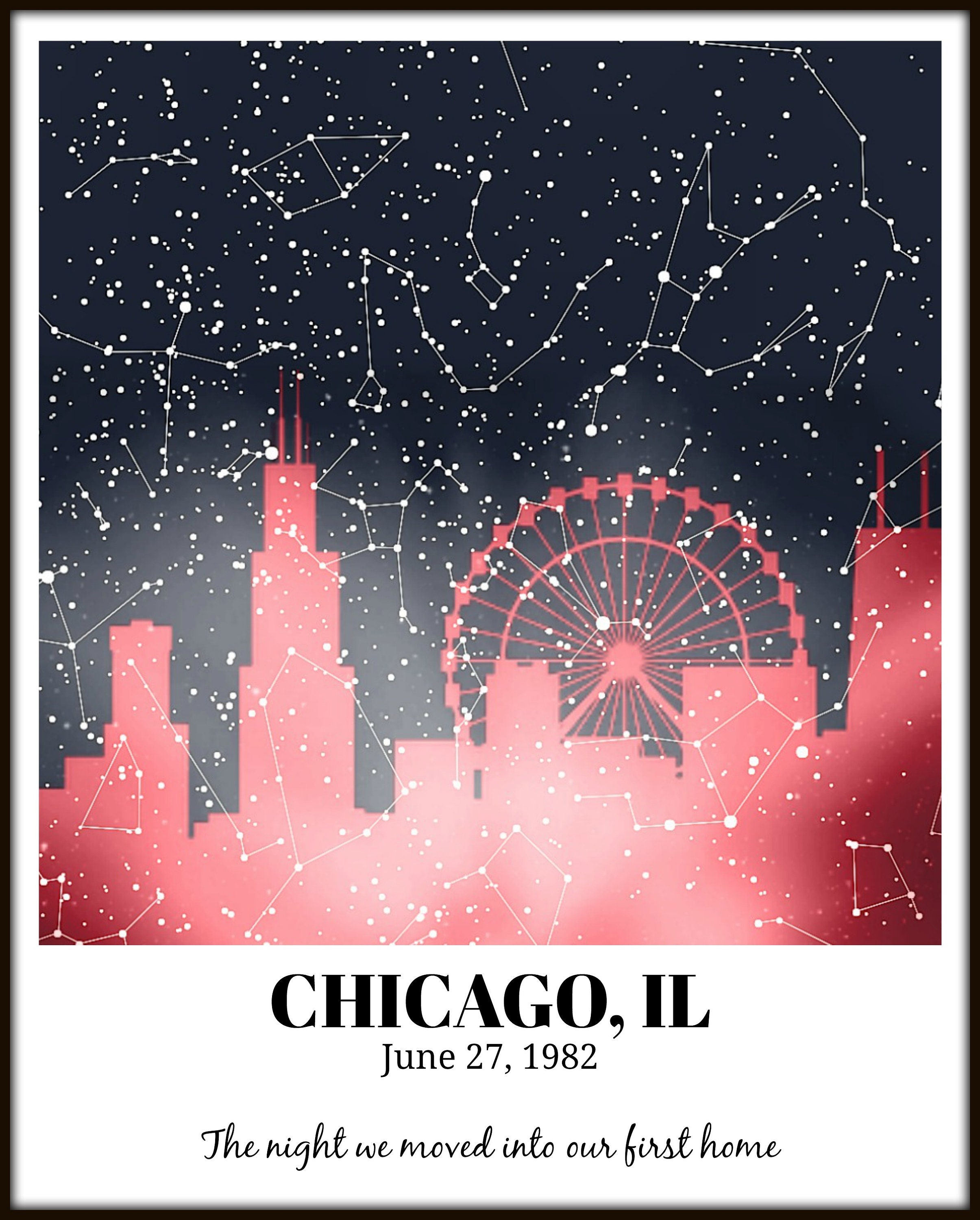 Chicago Skyline Wall Art Custom Star Map Chicago Print | Etsy