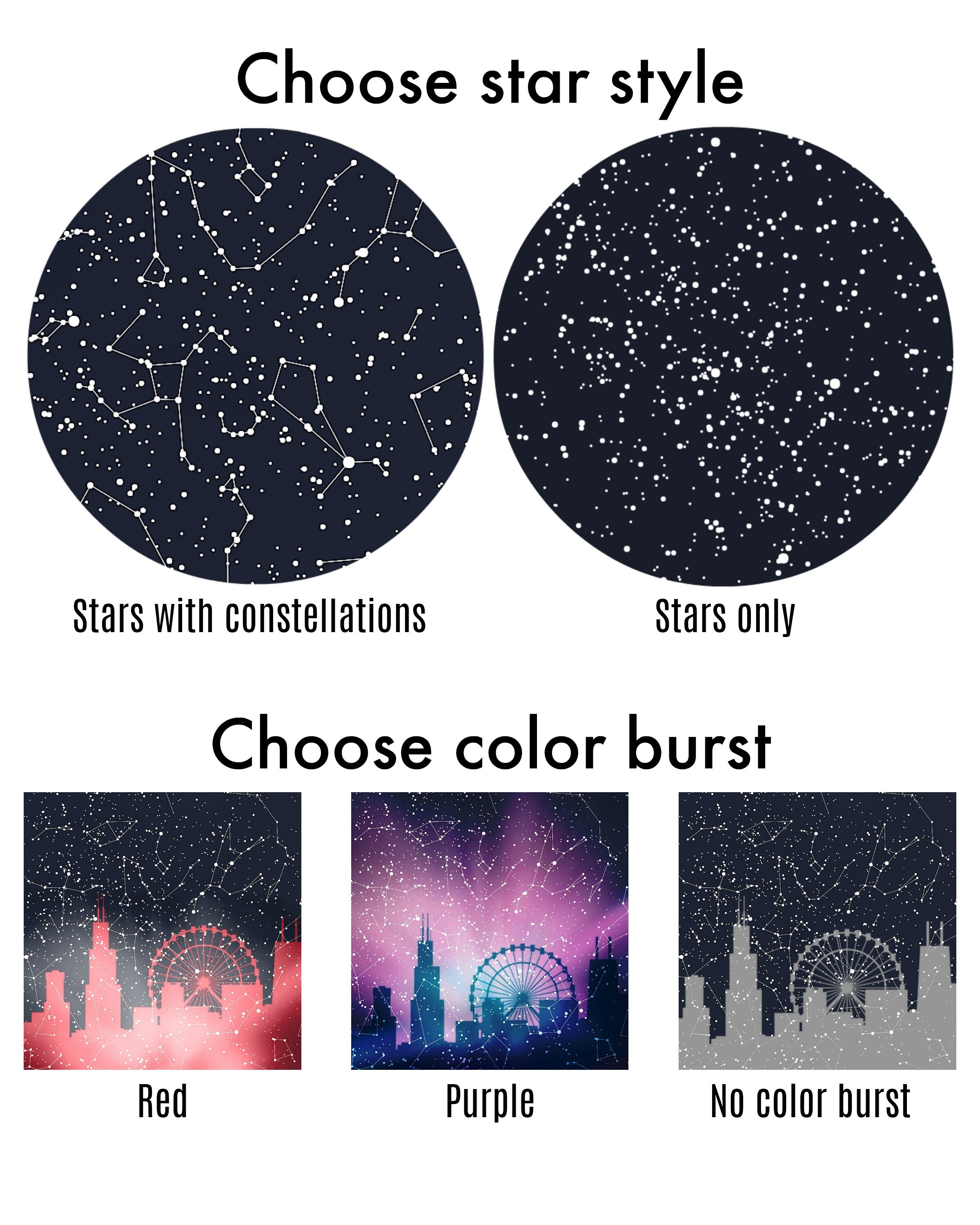 Chicago Skyline Wall Art, Custom Star Map, Chicago Print, Constellation ...