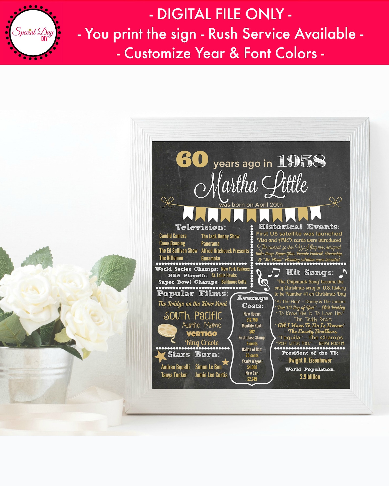 60th Birthday Poster 60th Birthday Banner 60 Anniversary | Etsy