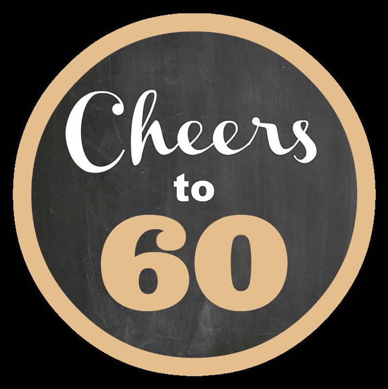 60th Cupcake Toppers Gold PRINTABLE Cupcake Toppers Happy - Etsy