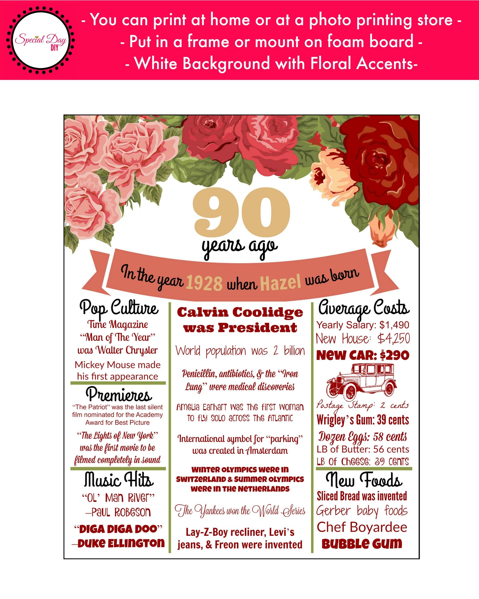 90th Birthday Poster 90th Birthday Party Decorations 90th | Etsy