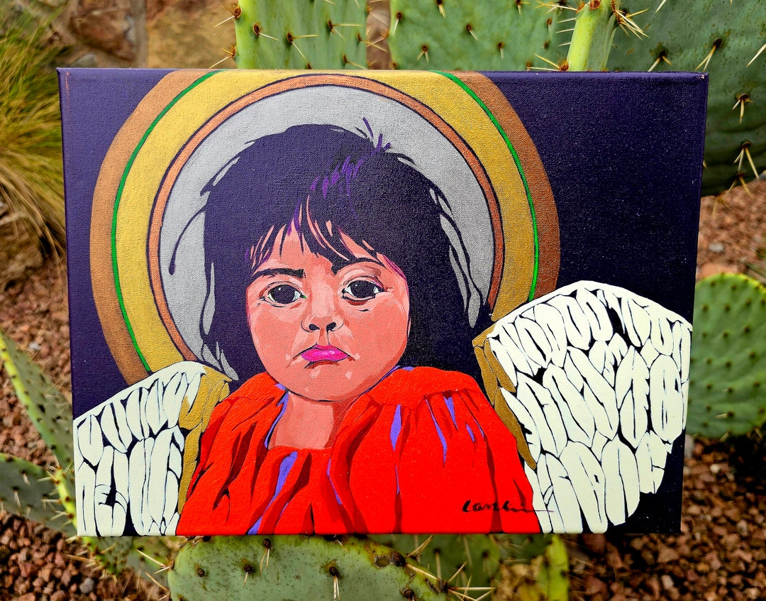 Original Signed JK Lamkin Purple Angel Contemporary Southwest Spiritual ...