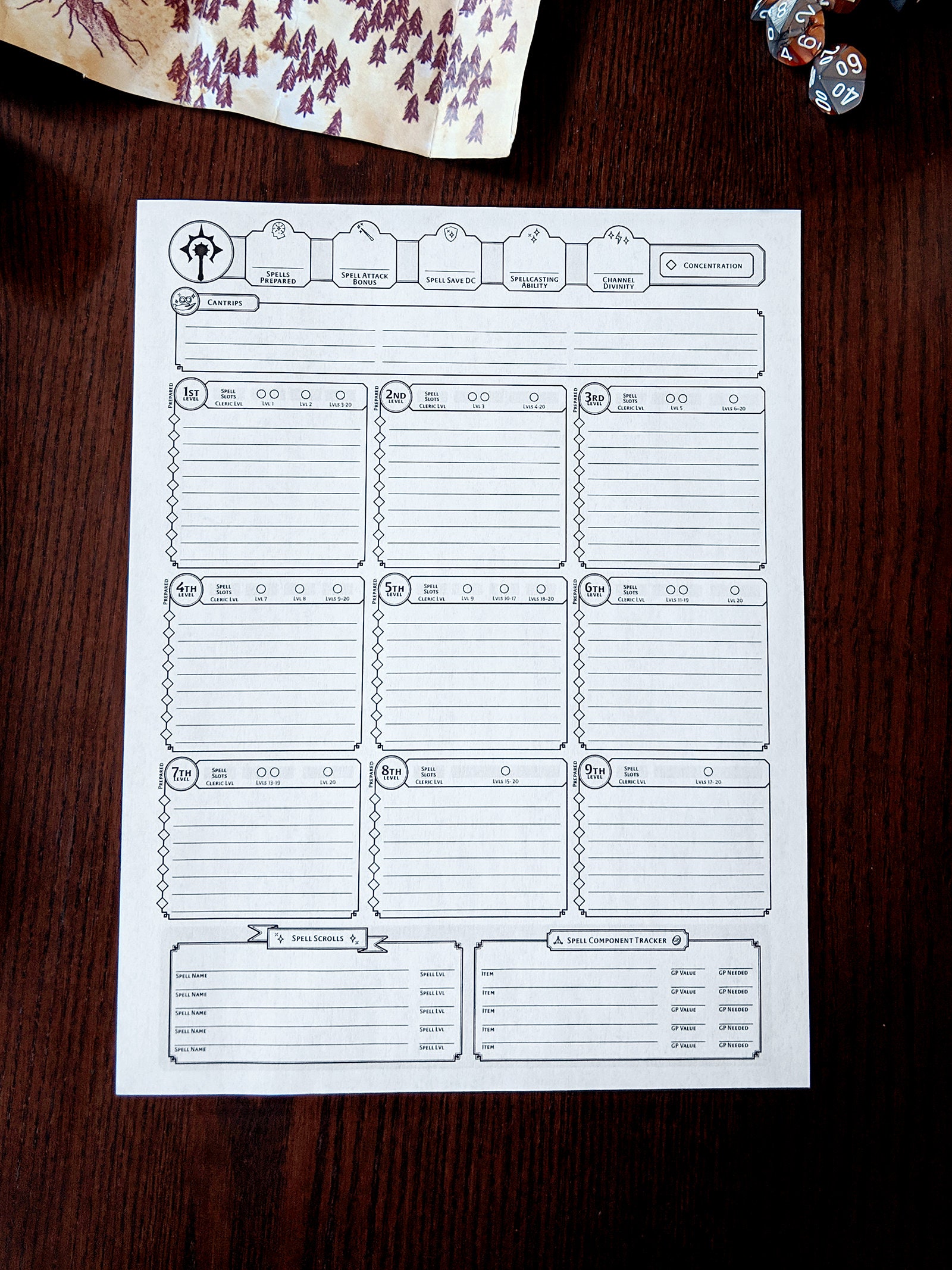 Cleric Custom Character Sheet Printable and Form-fillable | Etsy Cleric Custom Character Sheet Printable and Form-fillable | Etsy