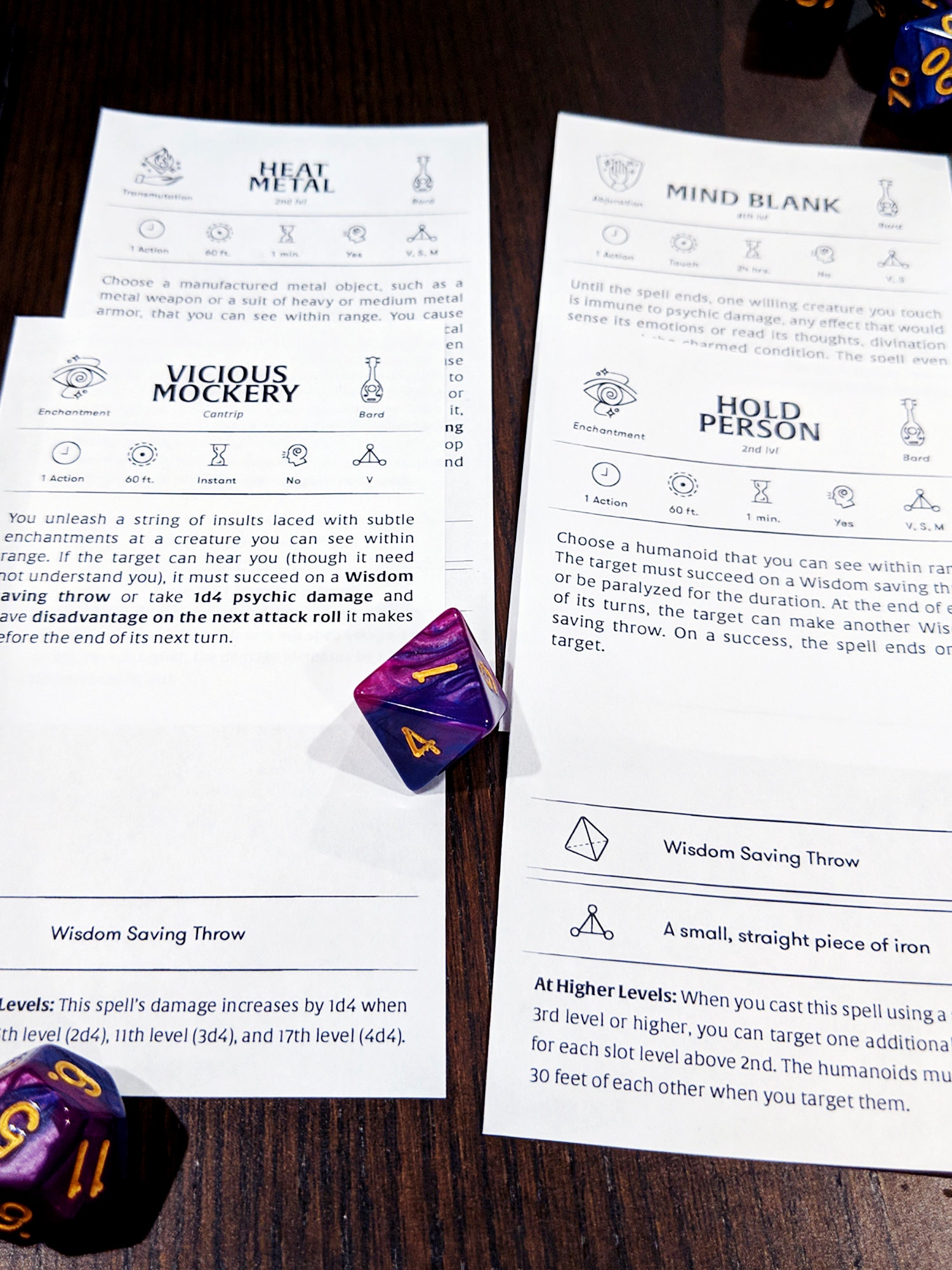 Custom Bard Spell Cards - Etsy