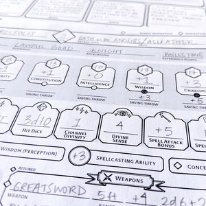 Paladin Custom Character Sheet - Printable and Form-fillable - Etsy