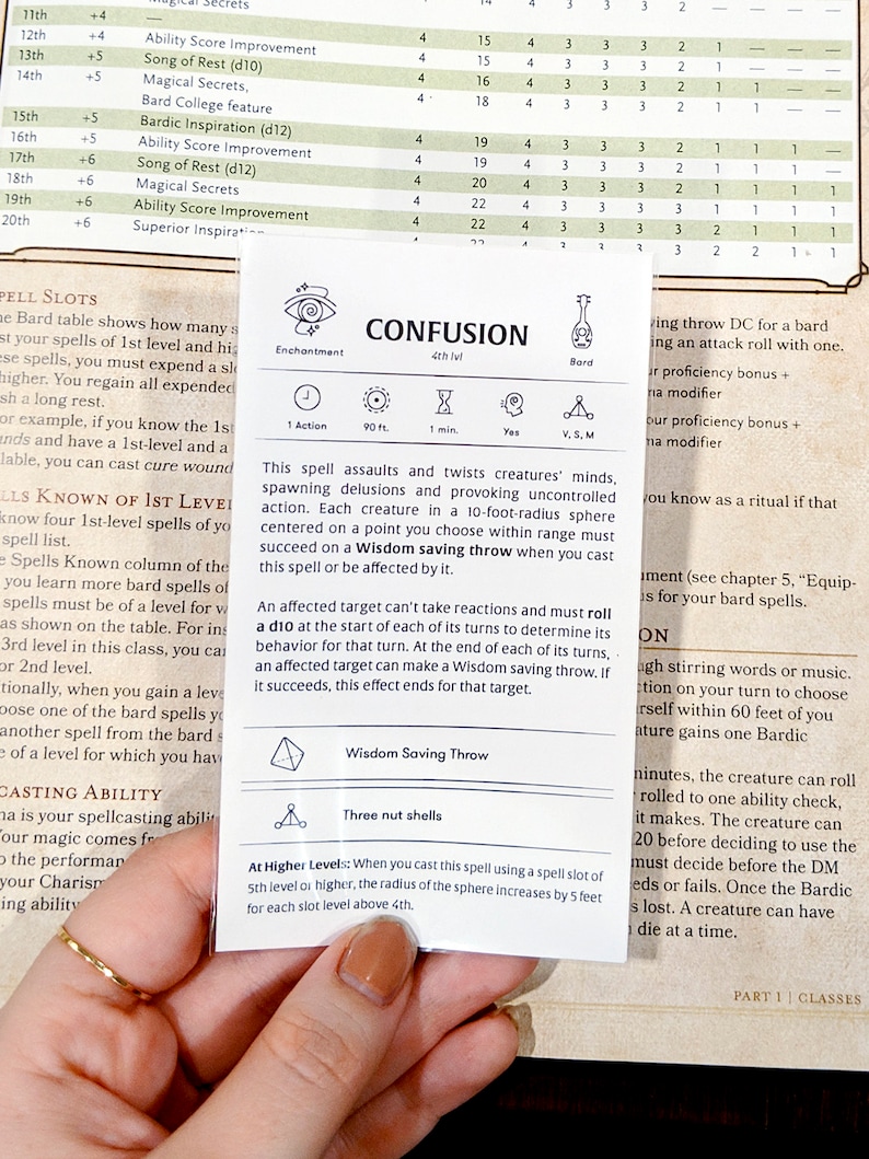 Custom Bard Spell Cards | Etsy