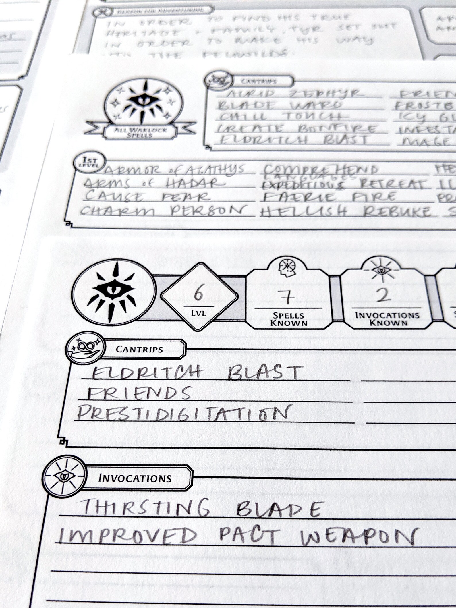Warlock Custom Character Sheet - Printable and Form-fillable - Etsy