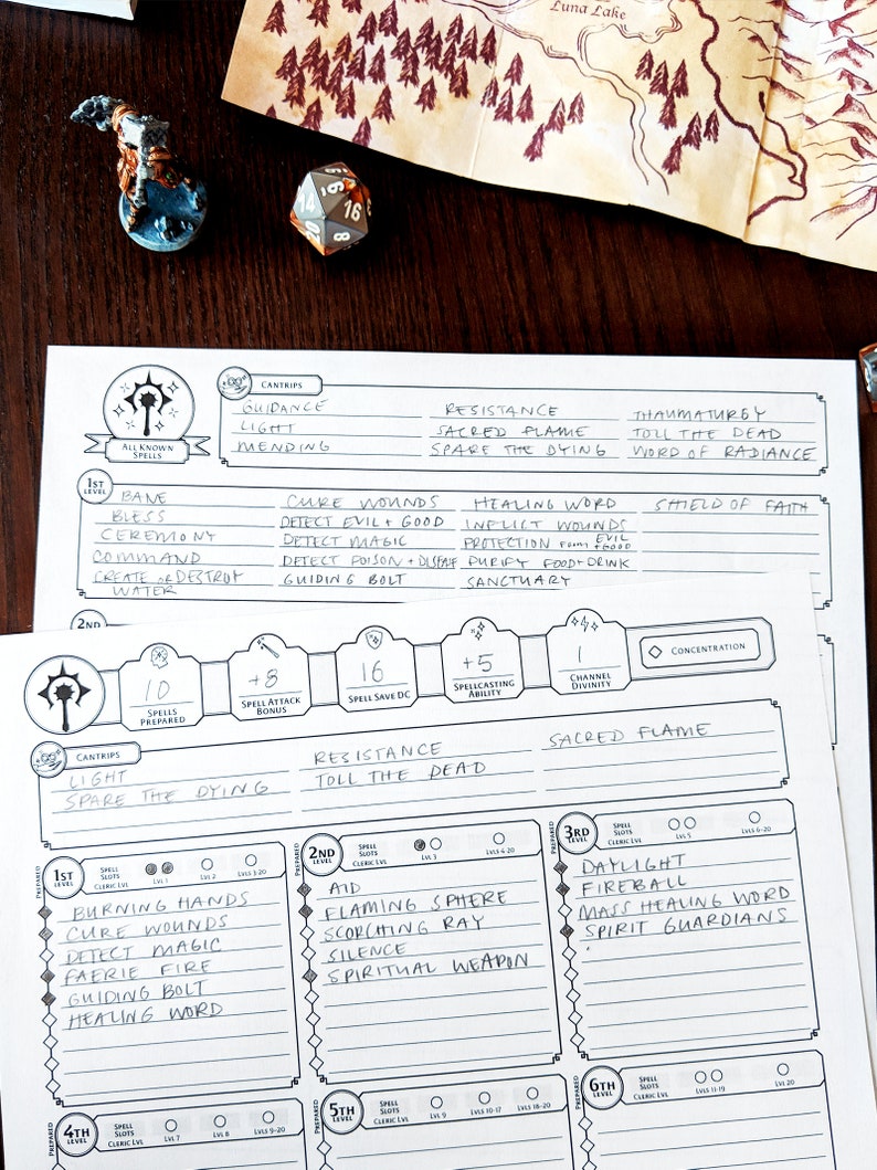 Cleric Custom Character Sheet Printable and Form-fillable | Etsy Cleric Custom Character Sheet Printable and Form-fillable | Etsy