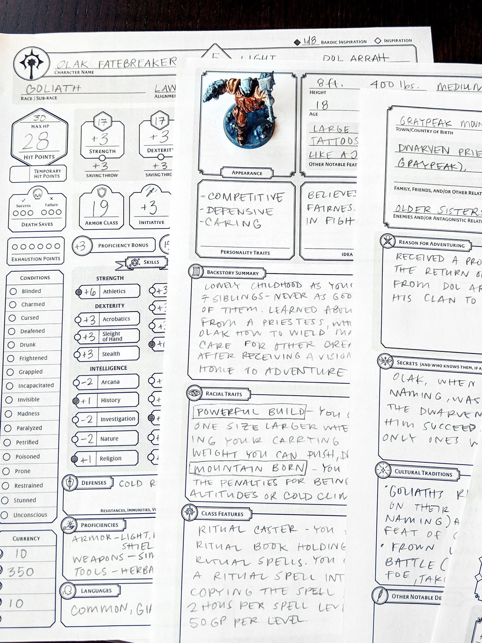 Cleric Custom Character Sheet Printable and Form-fillable | Etsy