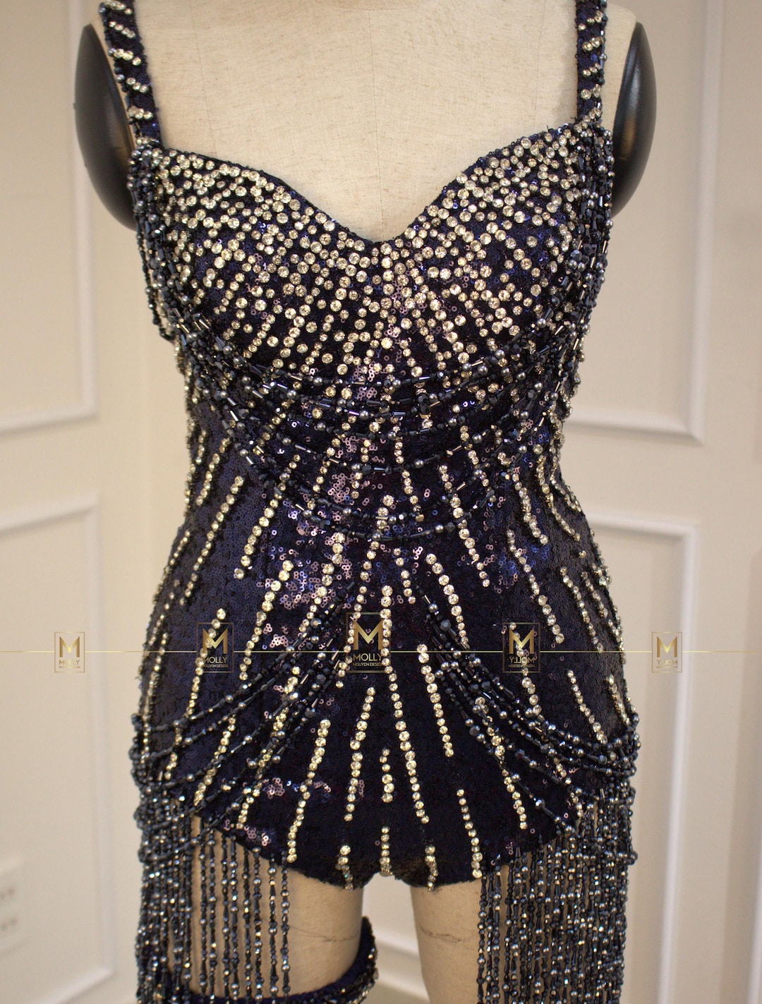 Full Set Midnight Body Suit Replicas Blue Costume Handmade Full Beading ...