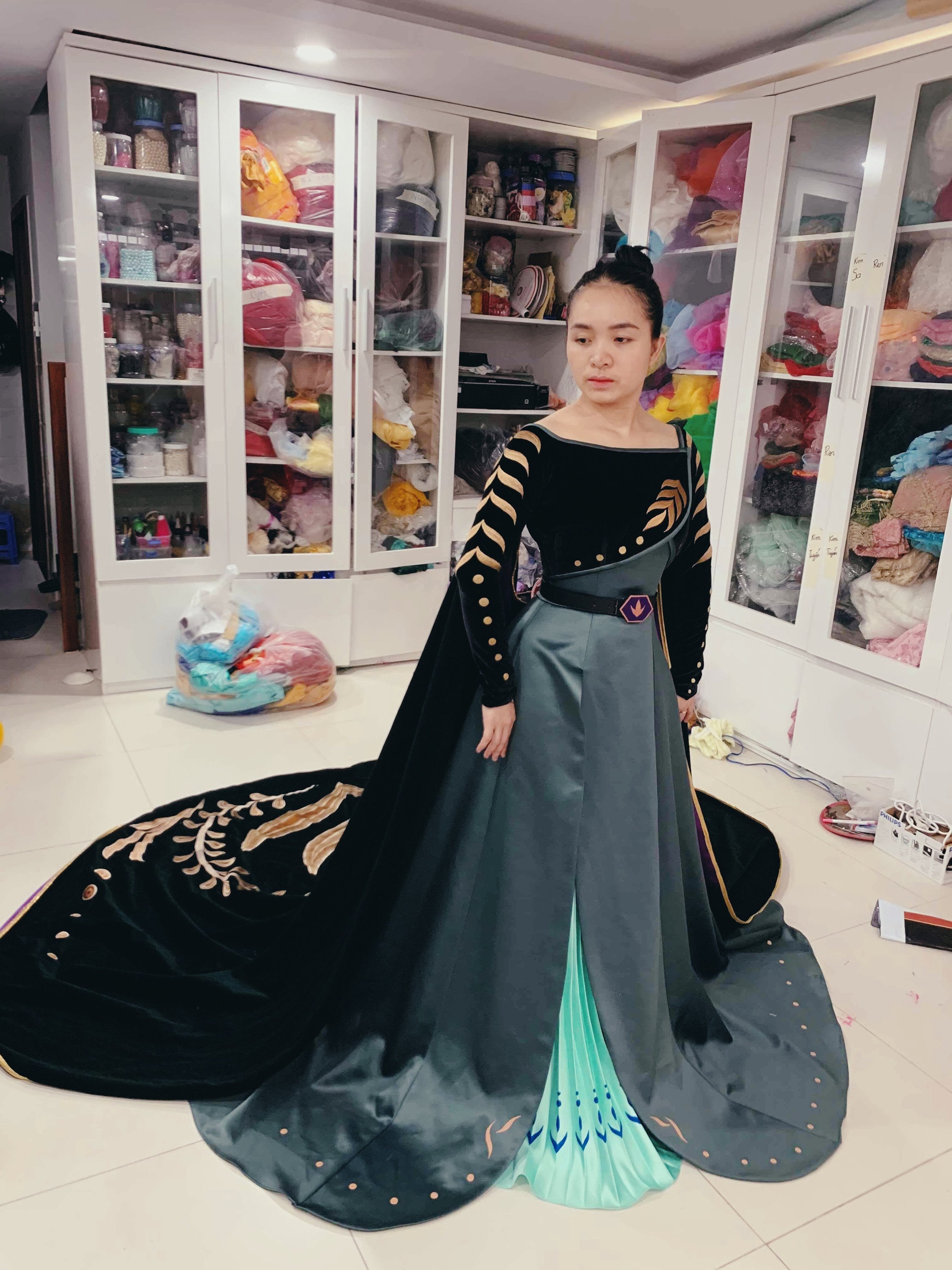 Frozen Anna Green Dress Full Body