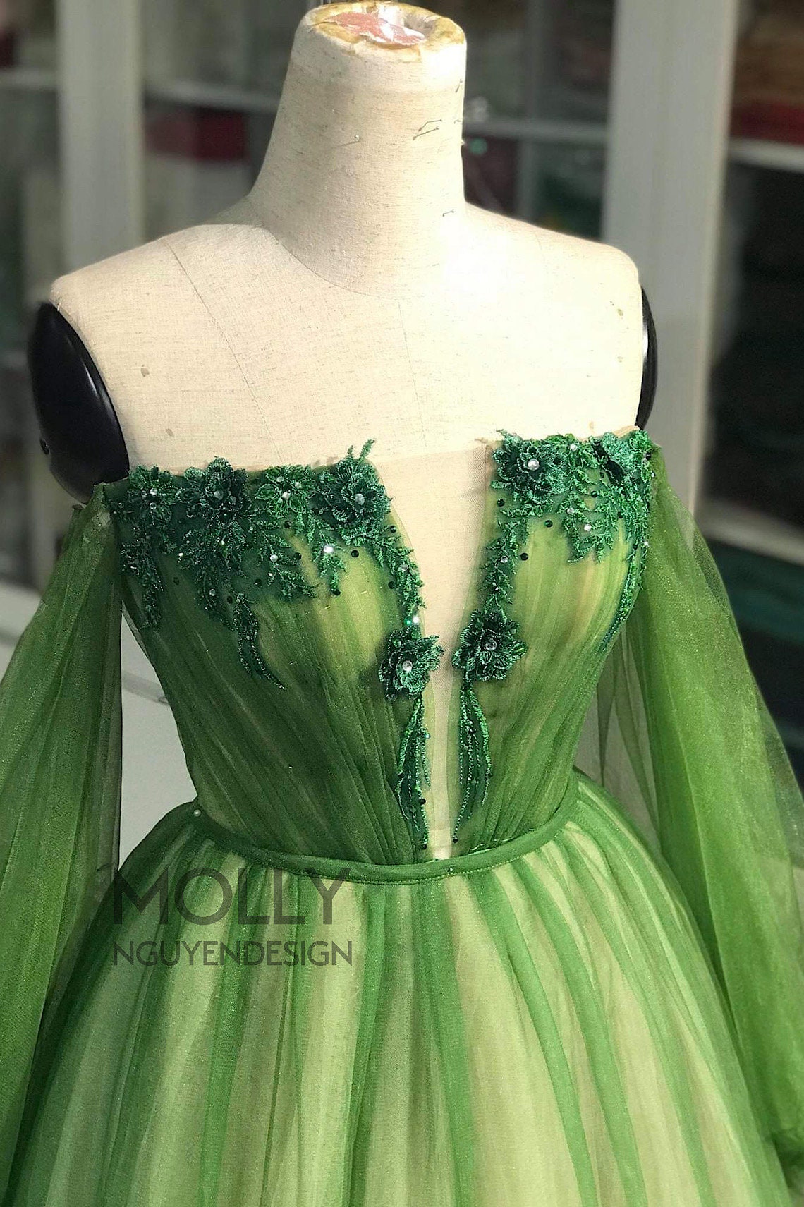 Full Set Green Dress - 2 in One Style - Tulle Dress - Beautiful Dress ...