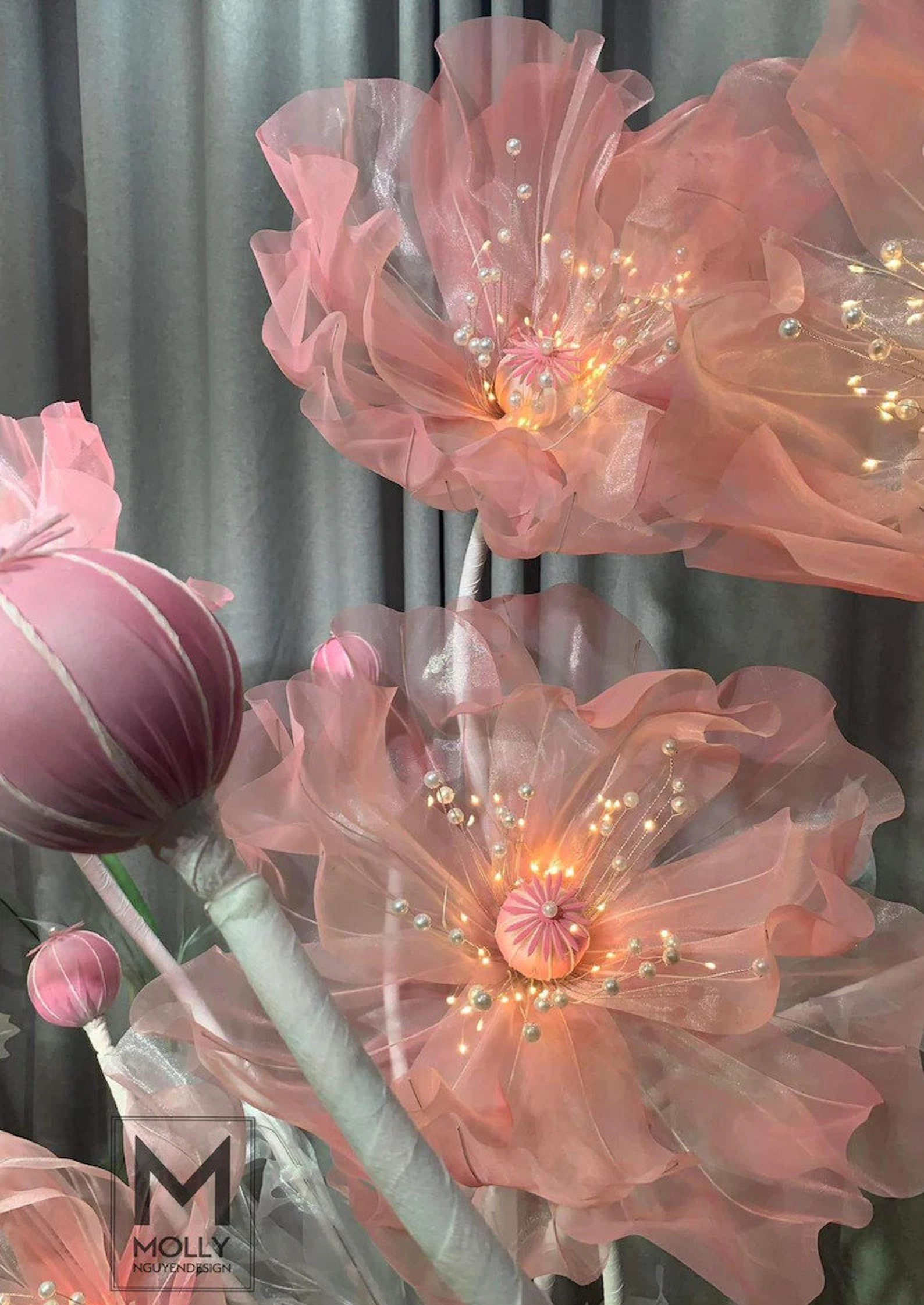 Set Big Flowers, Large Organza Flowers, Free-standing Giant Poppy ...