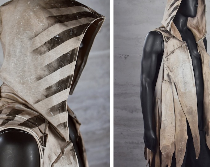 Post Apocalyptic Cape - Layered Postapoc Vest - Wasteland Nomad Hood ...