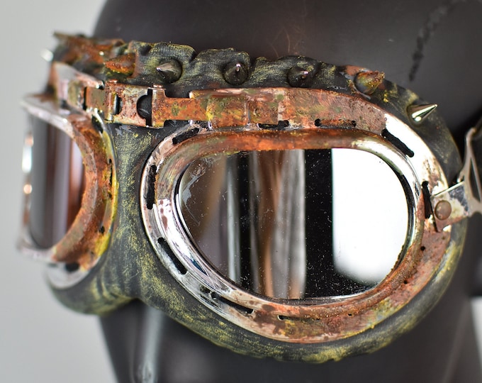 Silver Spiked Goggles - Sandstorm Eye Protection - Rusty Wasteland ...