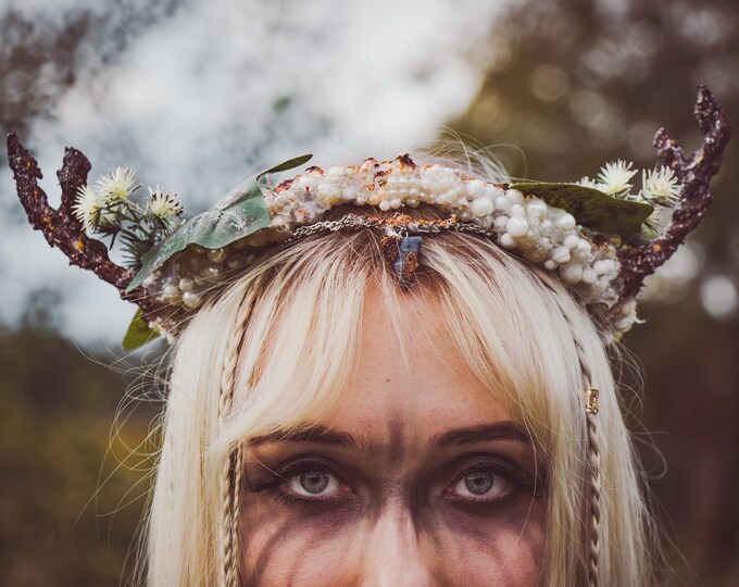 Horns Diadem - Deer Headpiece - Wasteland Fairy Crown - Fantasy Nymph ...