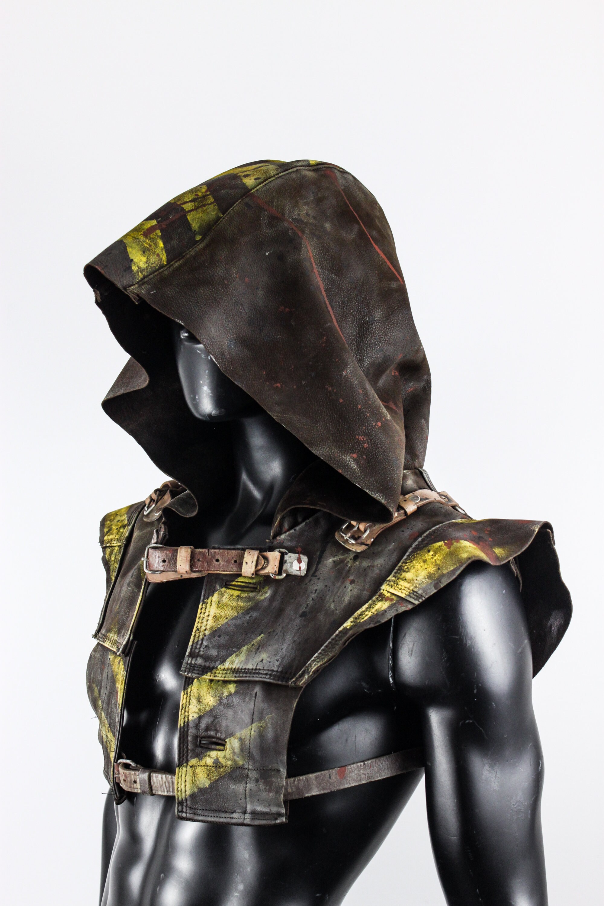 Post Apocalyptic Hood Brown Leather Cowl Handmade Hood - Etsy
