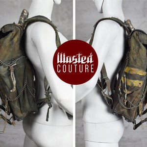 Post-apocalyptic Military Green Backpack With Biohazard Stripes and ...