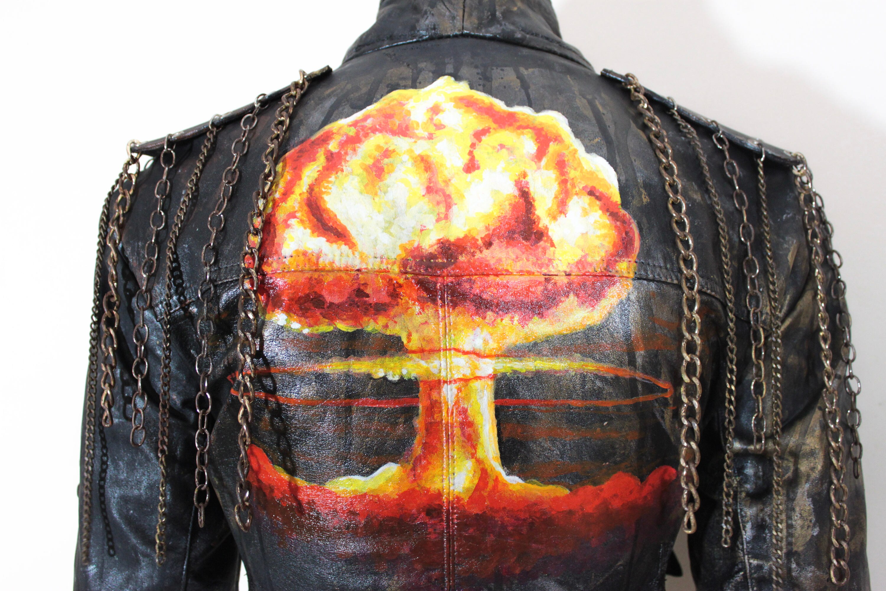 Post Apocalyptic Hand Painted Leather Jacket Sexy Rocker - Etsy