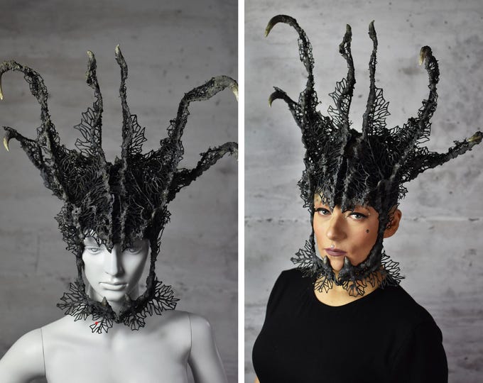 Dystopian Headpiece - Gothic Style Crown - Dark Fantasy Mask - Wearable ...