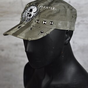 Melting Skull Field Cap - Green Patrol Cap - Post Apocalyptic Style ...