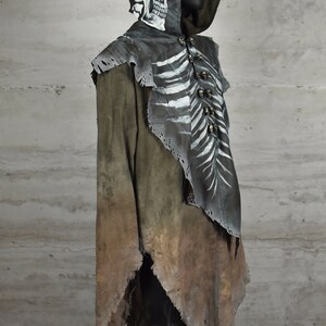 Apocalyptic Halloween Coat - Human Skull Hood - Skeleton Tunic ...