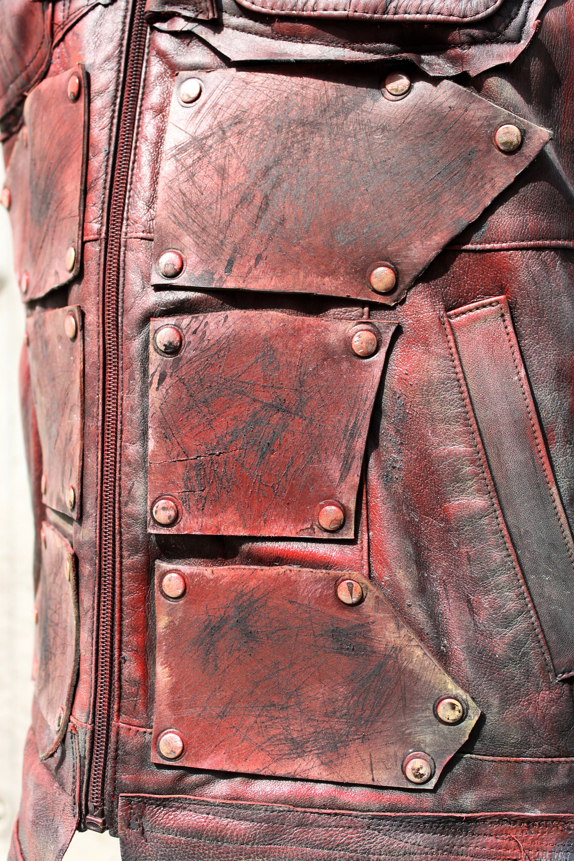 Red Leather Vest Studded Post Apocalyptic Vest Handmade | Etsy