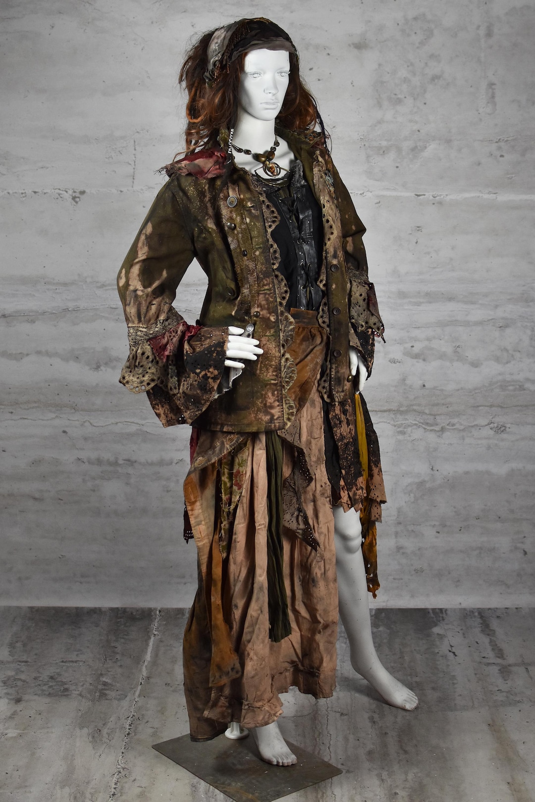 Post-apocalyptic Pirate Jacket & Skirt Set – Wig and Necklace Included ...