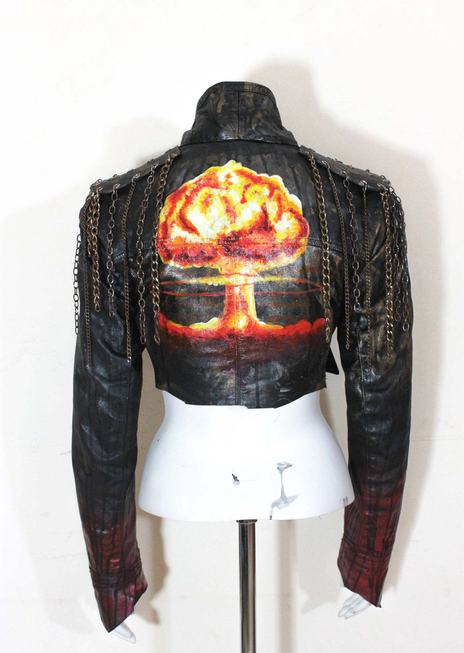 Post Apocalyptic Hand Painted Leather Jacket Sexy Rocker - Etsy